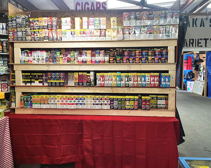 A smoker's paradise arranged with military precision. Whatever your vice, it's displayed with surprising artistry.