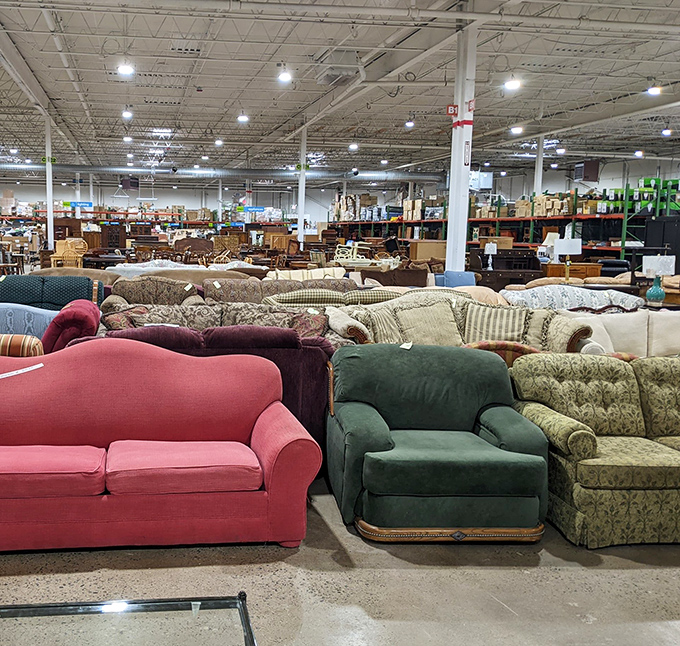 The sofa section: where you can test-sit your way through decades of design history without a time machine.