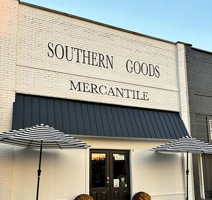 Southern Goods Mercantile's classic storefront promises treasures inside that big-box stores can't deliver—authenticity with a side of neighborly conversation.