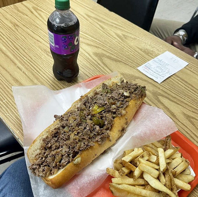The classic cheesesteak with a soda – a pairing as timeless as Bogart and Bacall, but significantly more delicious.