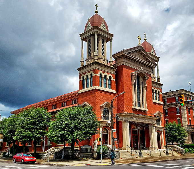 St. Peter's Cathedral reaches skyward with its distinctive twin spires, a spiritual landmark where many Scranton residents find both community and solace.