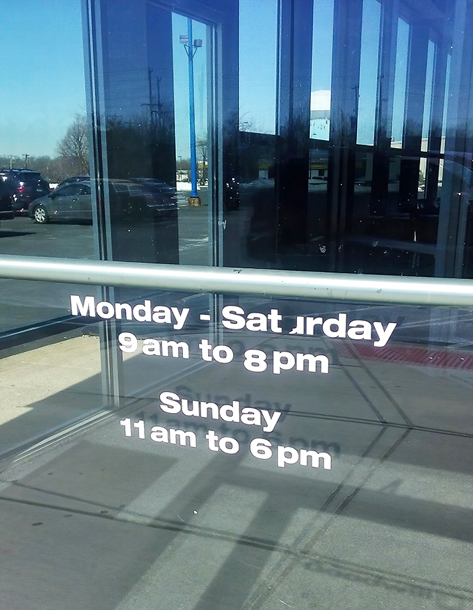 The store hours sign reveals the treasure hunting schedule&mdash;early birds on Monday mornings often catch the most coveted secondhand worms.