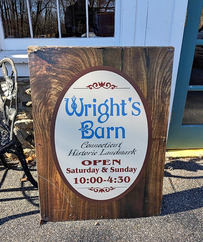 The sign says "Connecticut Historic Landmark" &ndash; and weekend-only hours that create that perfect sense of anticipation for treasure hunters.
