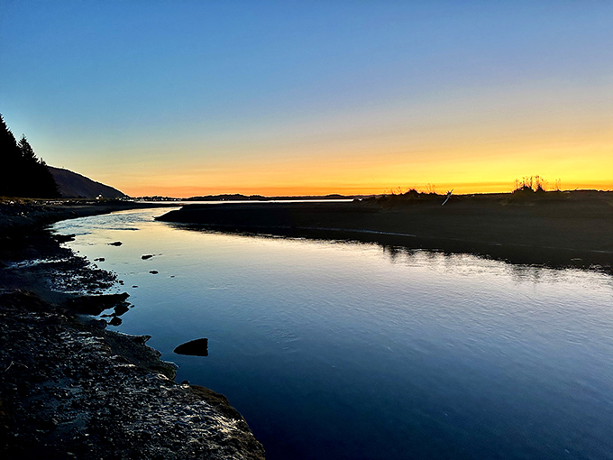 The Buskin River meets the horizon in a perfect golden handshake. Sunsets like this make you forget to check your phone.