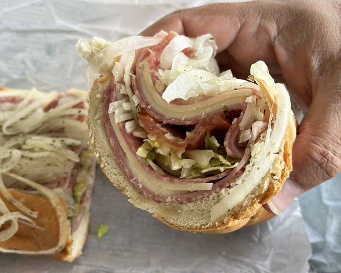 Layer upon layer of deli perfection. This sandwich isn't just built&mdash;it's engineered for maximum flavor impact.