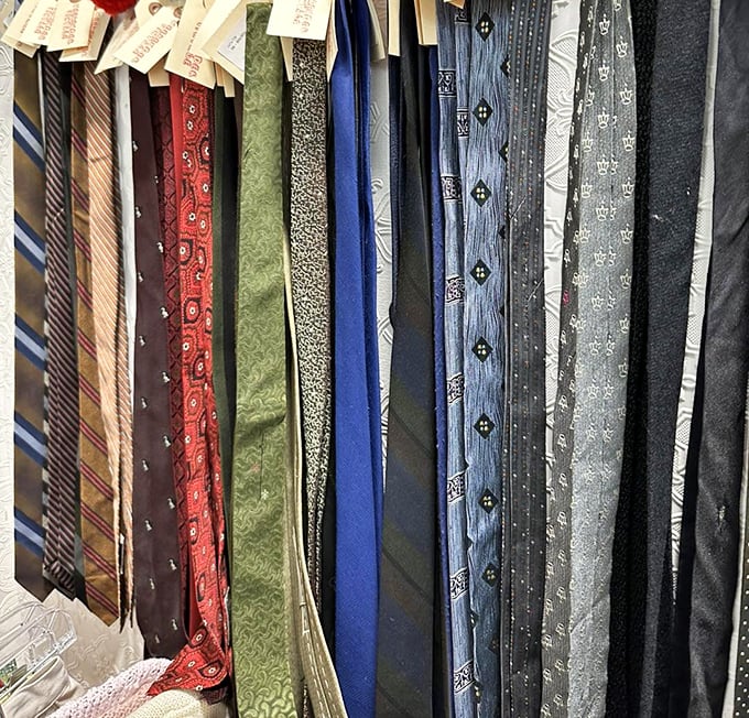 The tie collection that proves your grandfather was actually a fashion icon. That paisley number would still turn heads at any board meeting.