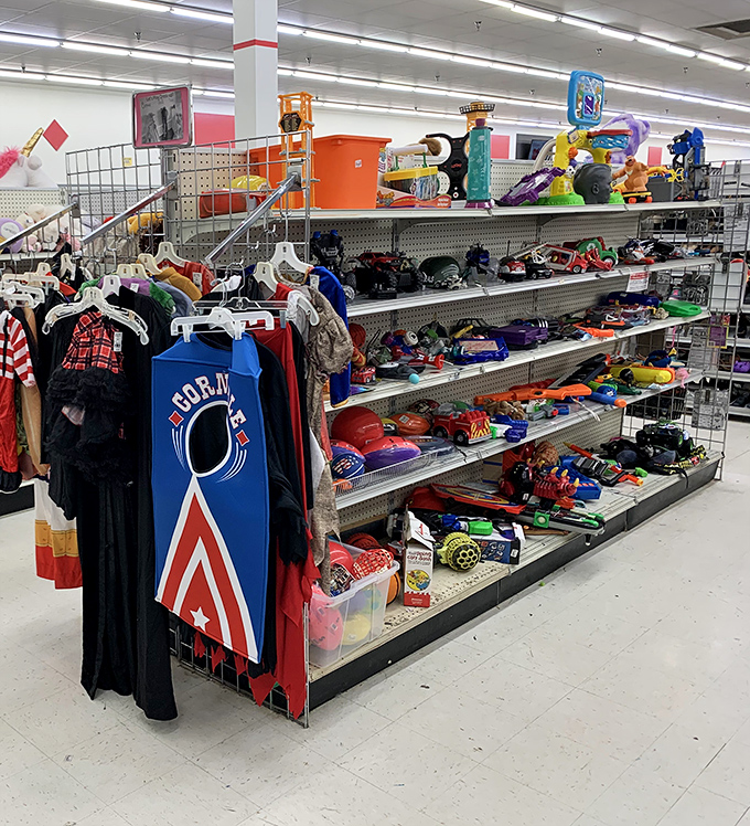 The toy section is childhood nostalgia central. That Oilers jersey might just spark a lifelong sports obsession in some lucky kid.