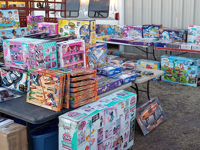 Childhood dreams boxed and waiting: these toys represent hours of imagination yet to unfold and collections waiting to begin.