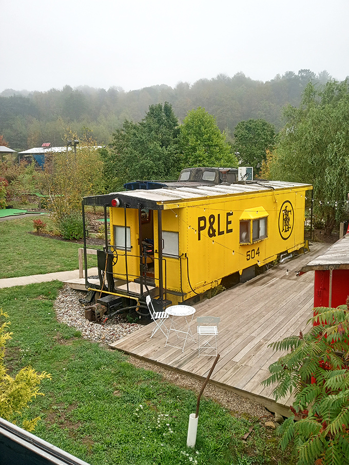 This converted yellow caboose isn't just accommodation&mdash;it's childhood dreams realized with adult amenities. All aboard for nostalgia!