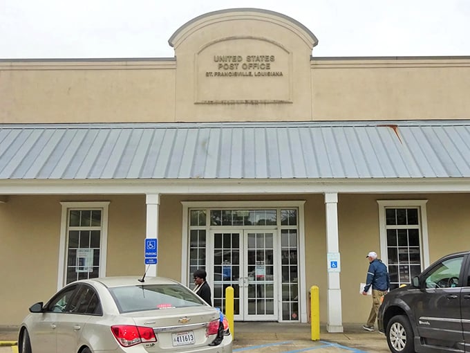 Even running errands feels like a step back in time at St. Francisville's Post Office, where Southern architecture meets everyday function.