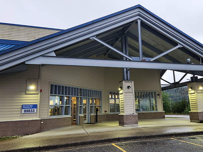 Even the post office in Petersburg has that distinctive Alaskan character &ndash; practical architecture with mountain views included.