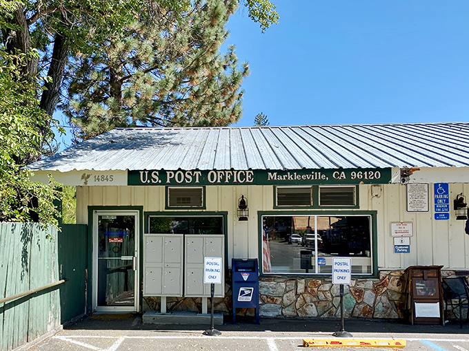 The post office where "going viral" still means catching something during flu season. Small-town communication central with a side of mountain views.
