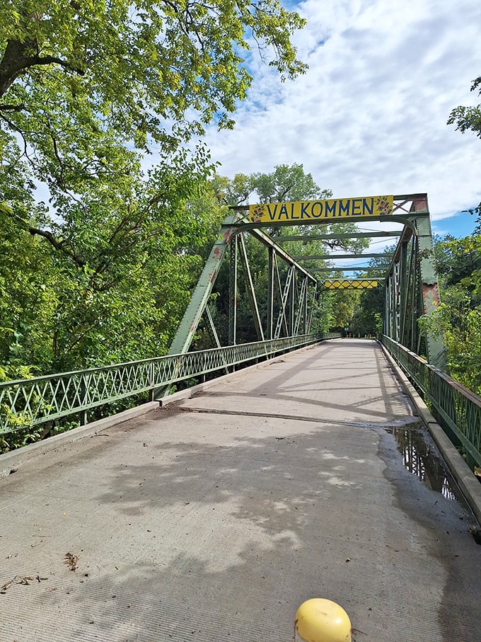 The "V&auml;lkommen" bridge doesn't just span water&mdash;it connects you to Lindsborg's Swedish heart with every step across.