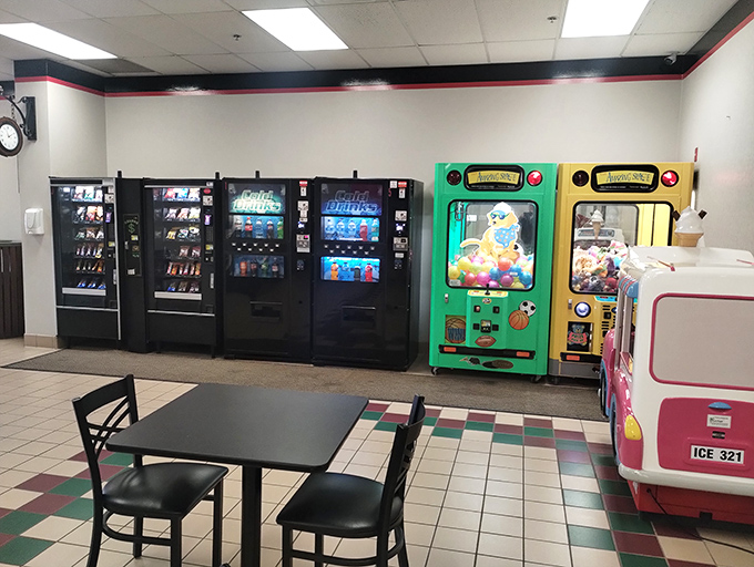 The unsung hero of shopping marathons &ndash; the vending machine lounge. Where tired feet rest and sugar cravings are satisfied before the next round of bargain hunting.