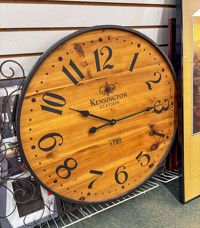 Time literally stands still on this magnificent wooden wall clock. Kensington Station elegance that would cost a fortune new!