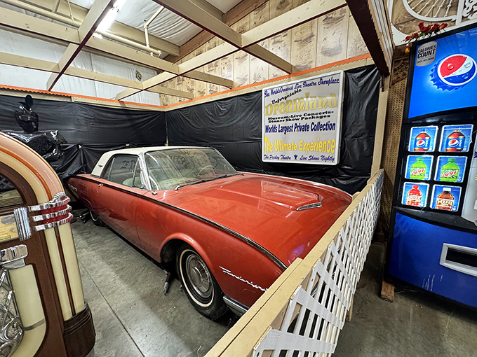 Automotive time travel: this vintage Thunderbird sits proudly displayed, reminding us of an era when cars had personality and gas was cheaper than bottled water.
