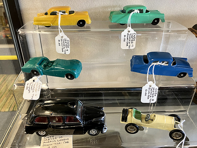 These miniature automobiles carry outsized nostalgia, each tiny hood concealing engines powered purely by childhood imagination.