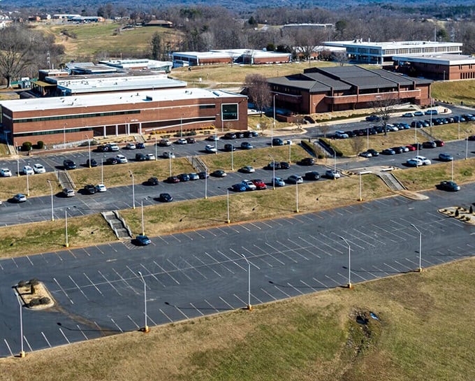 Western Piedmont Community College's sprawling campus serves as an educational hub for the region, with plenty of parking for knowledge seekers.