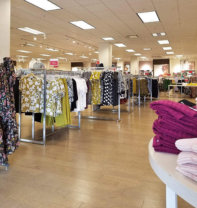 A women's clothing section so well-organized it makes your closet at home look like it survived a small tornado.