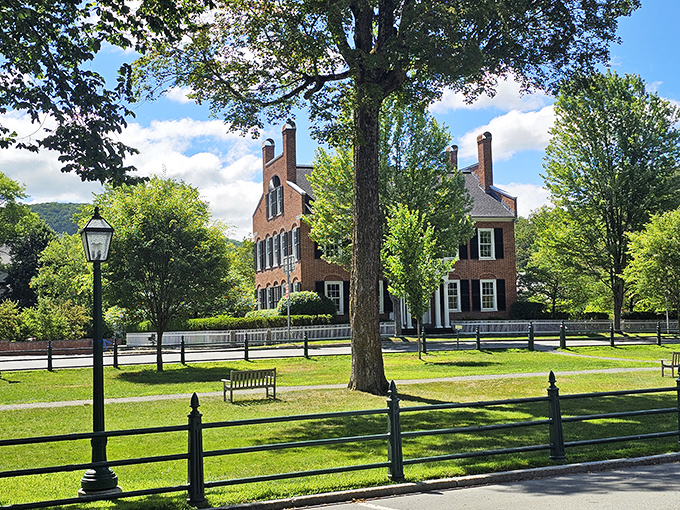 This stately brick building on the green isn't just historic&mdash;it's what your house would look like if it wore a tuxedo.