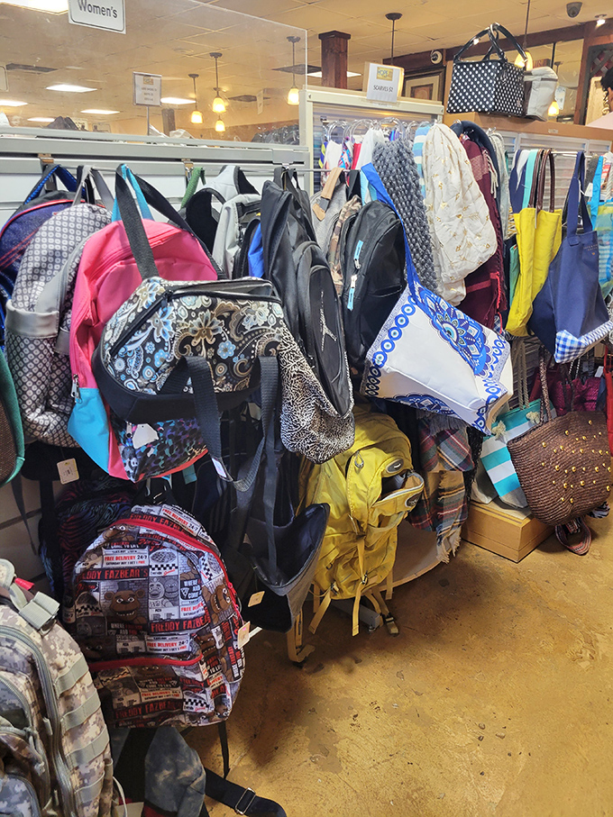 Bag heaven! Designer totes, practical backpacks, and quirky purses create a colorful tapestry of options for every carrying need imaginable.