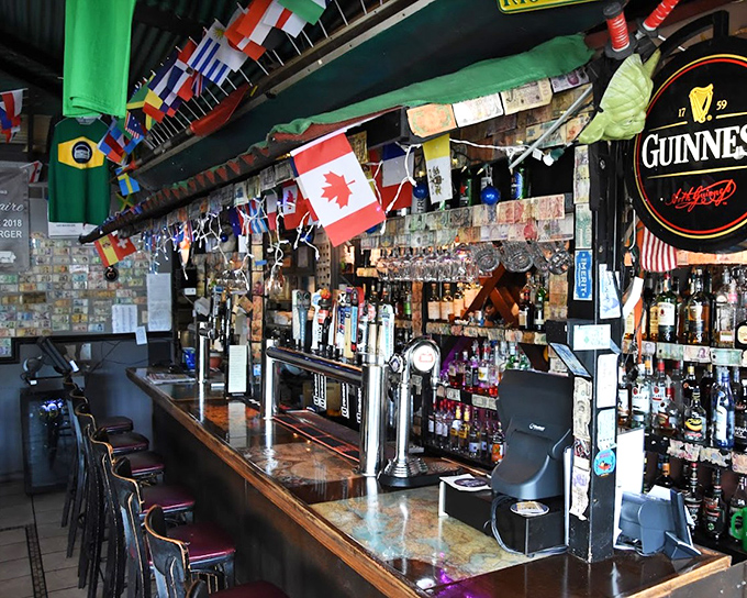 The bar area flies flags from around the world, a united nations of libations where caipirinha diplomacy is always in session.