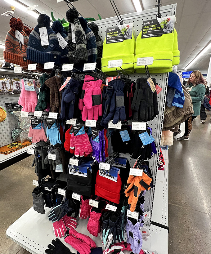 Wisconsin winters demand serious gear, and this rainbow of gloves and hats proves you can stay warm without sacrificing style or your budget.