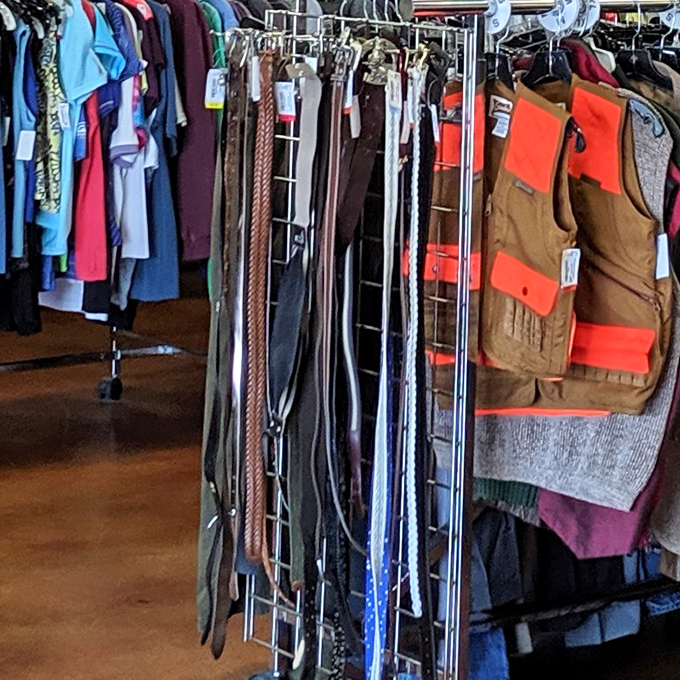 The belt rack&mdash;where leather strips hang like pasta drying in an Italian kitchen, waiting to hold up someone else's pants with distinction and style.