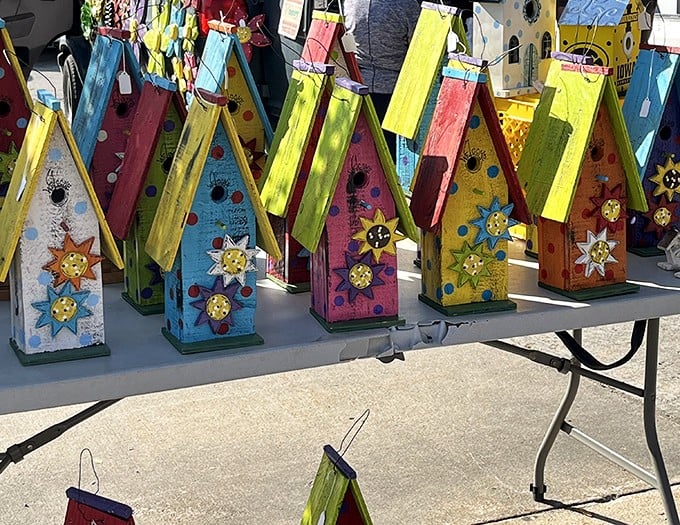 Whimsical real estate for winged residents! These technicolor birdhouses bring Pixar-level cheerfulness to any garden&mdash;avian architecture at its most joyful.