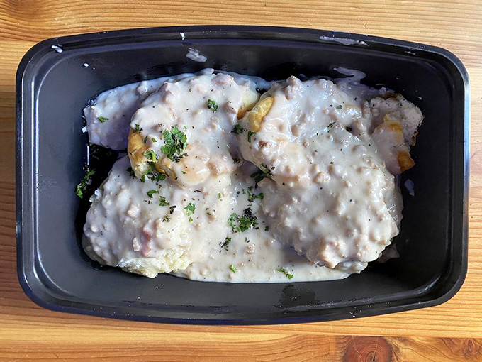 Biscuits and gravy&mdash;the Southern breakfast equivalent of a warm hug from your grandmother, with sausage bits playing hide and seek throughout.