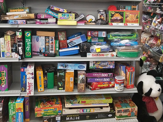 Board game heaven for rainy day enthusiasts. Monopoly sets with all their pieces intact are the unicorns of thrift store hunting&mdash;rare but not impossible.