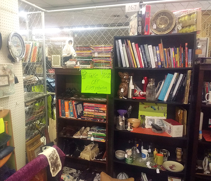 Books, books, and more books! Someone's literary castoffs become another's treasure trove of weekend reading adventures.