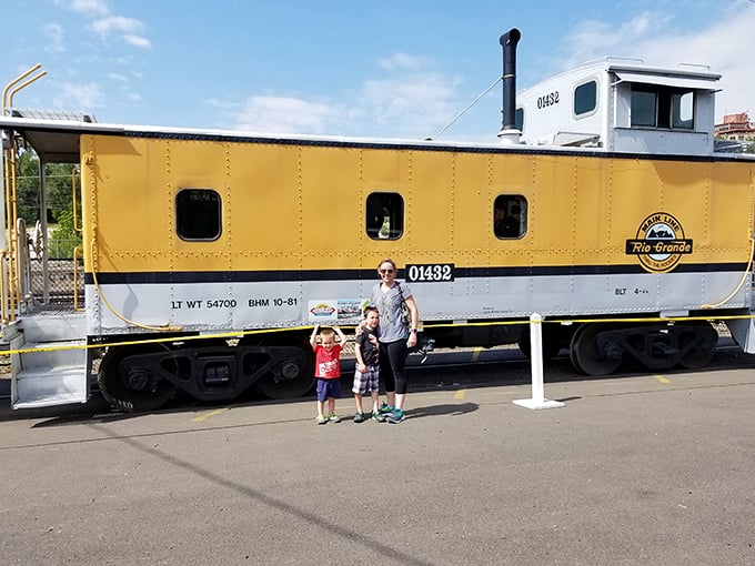 The bright yellow Rio Grande caboose #01432 proves that the caboose was the original tiny home, long before HGTV made it cool.