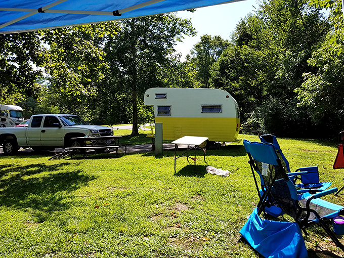 Vintage campers bring retro charm to Wolf Run's campgrounds, where "glamping" has been happening long before it was trendy.