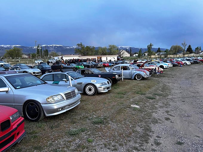 Car enthusiasts add an extra layer of nostalgia to the already time-capsule experience of the Basin Drive-In.