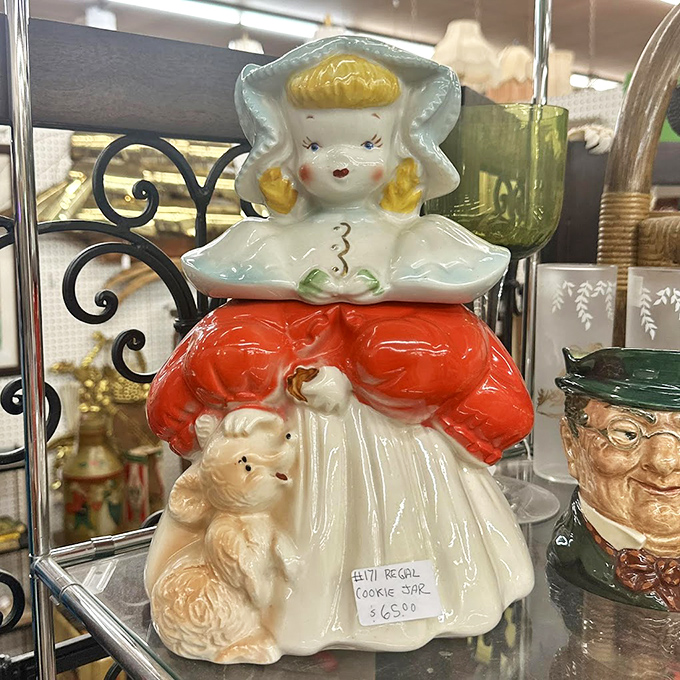 This vintage cookie jar lady with her pup isn't just kitsch &ndash; she's the conversation starter your kitchen counter desperately needs.