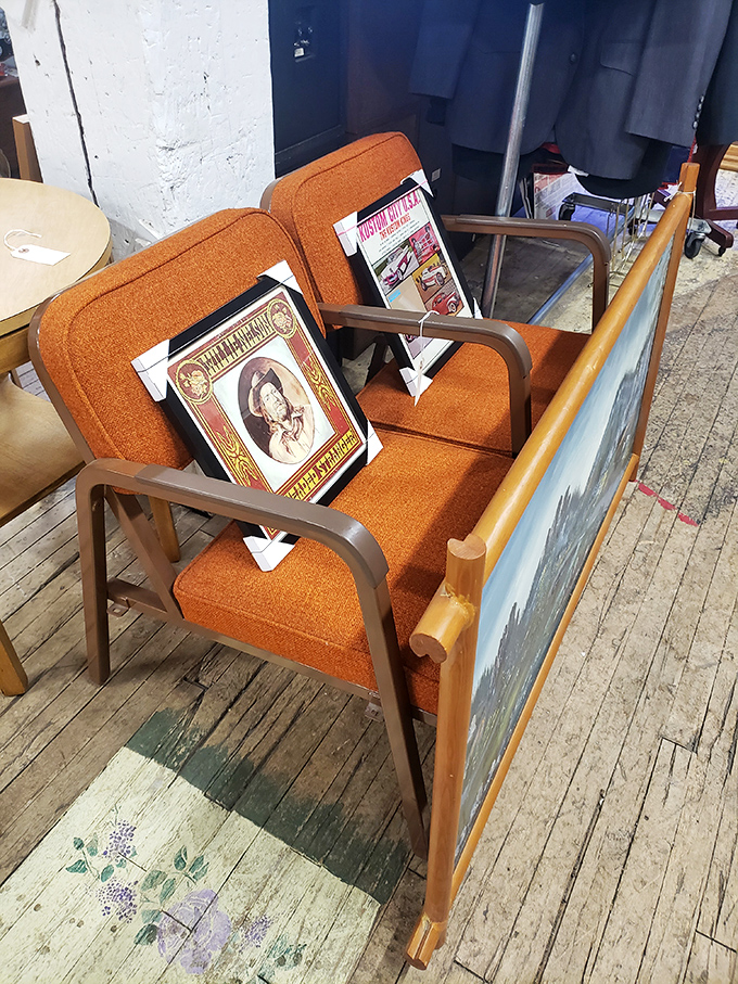 Mid-century chairs with their original upholstery intact &ndash; the perfect perch for thumbing through vintage magazines or sipping afternoon cocktails.