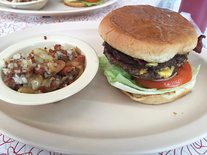 This isn't just a cheeseburger&mdash;it's lunch making a compelling argument against breakfast's supremacy. The debate rages on.