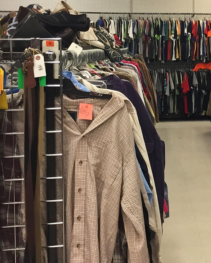 The men's section&mdash;where dress shirts with stories to tell hang hopefully, waiting for their next business meeting or family dinner.