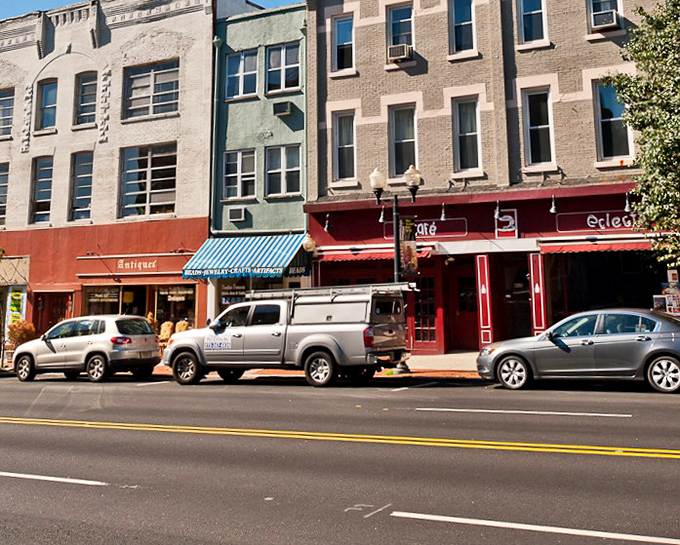 Vintage storefronts house modern businesses in a perfect marriage of past and present. Preservation with purpose, not just for show.