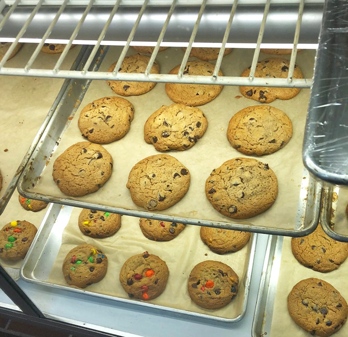 Fresh-baked cookies lined up like soldiers, ready to sacrifice themselves for your afternoon happiness.