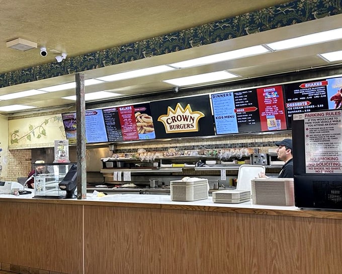 The counter where burger dreams come true. Simple, efficient, and ready to deliver happiness on a sesame seed bun.