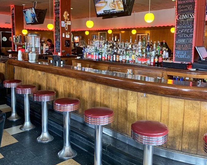 The bar beckons with its warm wood tones and promise of craft beers. Those classic diner stools have supported generations of Cleveland's hungry souls.