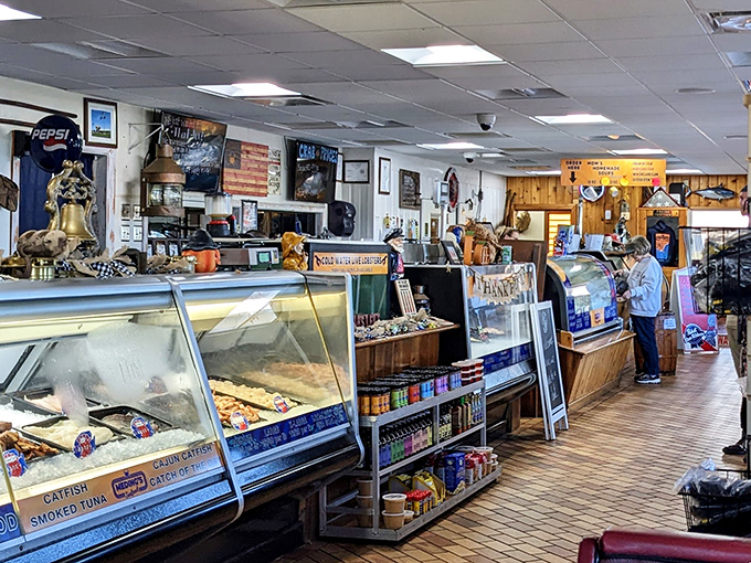 Fresh seafood gleams behind glass like jewelry, except this treasure you actually want to take home and eat.