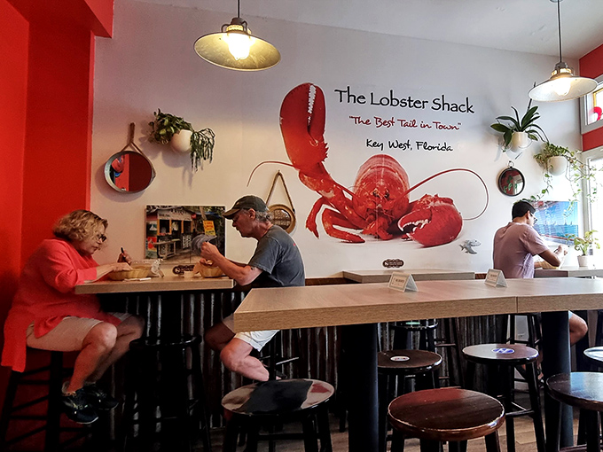 The giant lobster mural silently judges your ordering decisions. "The Best Roll in Town" isn't just a slogan&mdash;it's a gauntlet thrown.