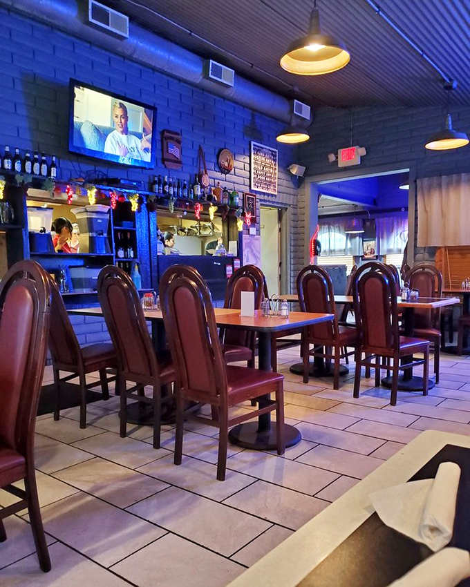 The dining area balances casual comfort with just enough atmosphere to make Tuesday night dinner feel like a special occasion.