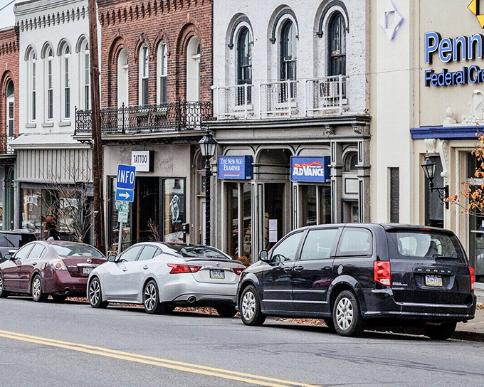 Historic facades line the street with the kind of architectural details developers pay millions to replicate today—except these are gloriously, authentically real.