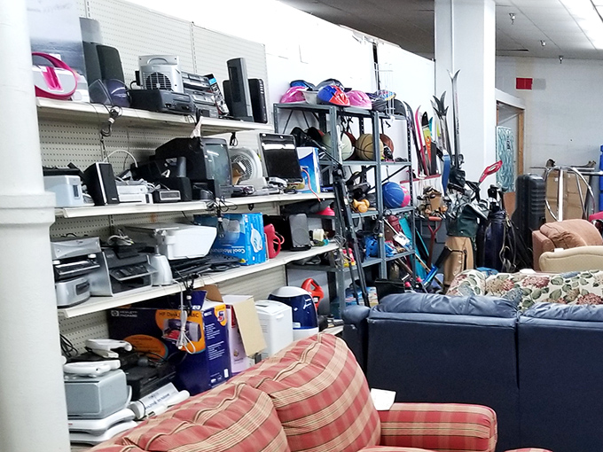 Electronic relics and modern castoffs share shelf space in a technological timeline that spans decades of American living rooms.