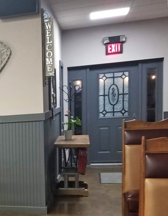 Even the exit says "Welcome"&mdash;because at 73 Grill, they're already planning your return visit before you leave.