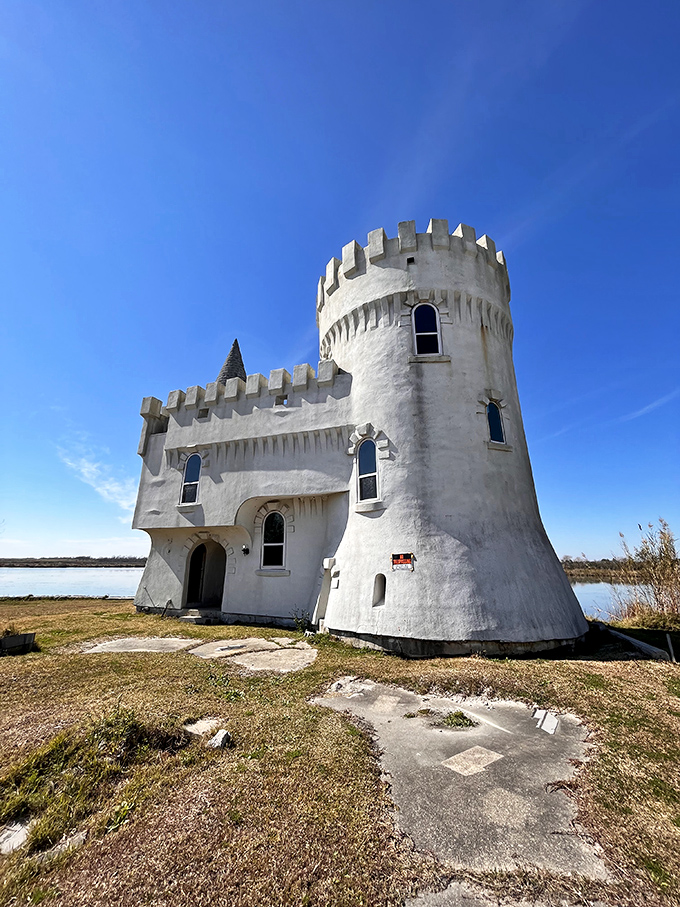 The castle's fa&ccedil;ade has weathered Louisiana storms for decades, standing firm where many conventional structures would have surrendered.